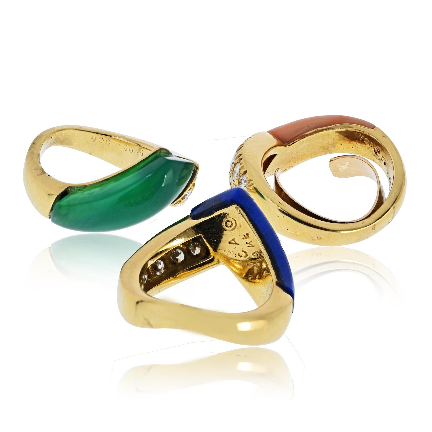 Van Cleef and Arpels 18 Karat Yellow Gold Diamonds Multi-Color Gem ...