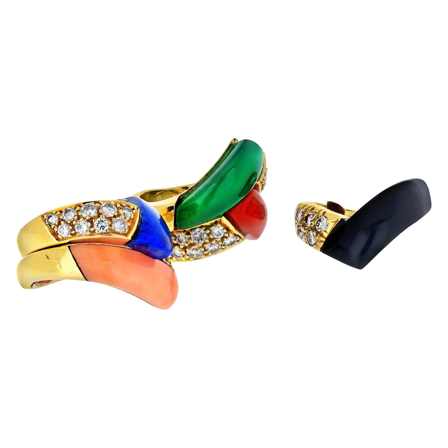Van Cleef and Arpels 18 Karat Yellow Gold Diamonds Multi-Color Gem ...