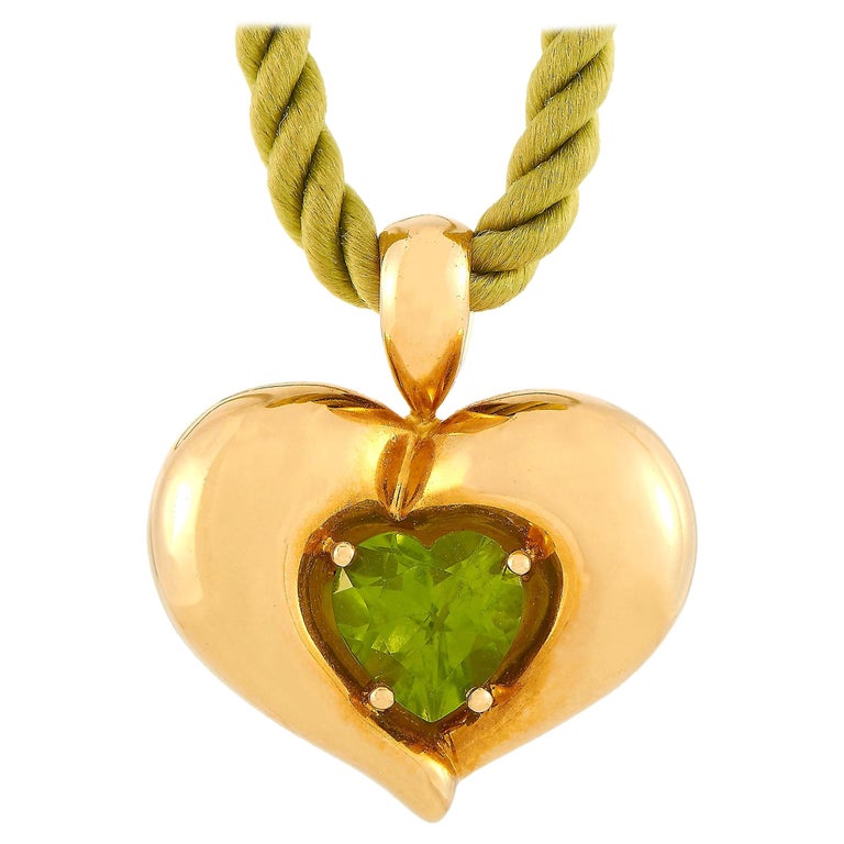 Van Cleef and Arpels 18 Karat Yellow Gold Heart-Shaped Peridot Pendant ...