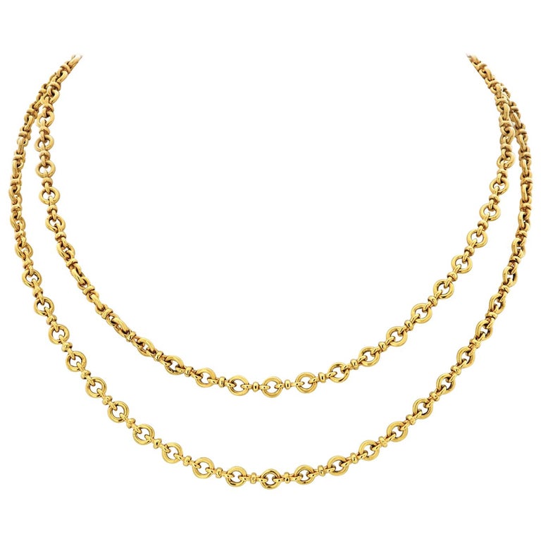 Van Cleef and Arpels 18 Karat Yellow Gold Link Chain Necklace at 1stDibs
