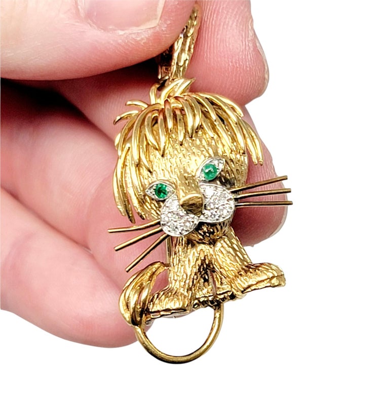 Van Cleef and Arpels 18 Karat Yellow Gold Lion Cub Brooch / Pendant ...