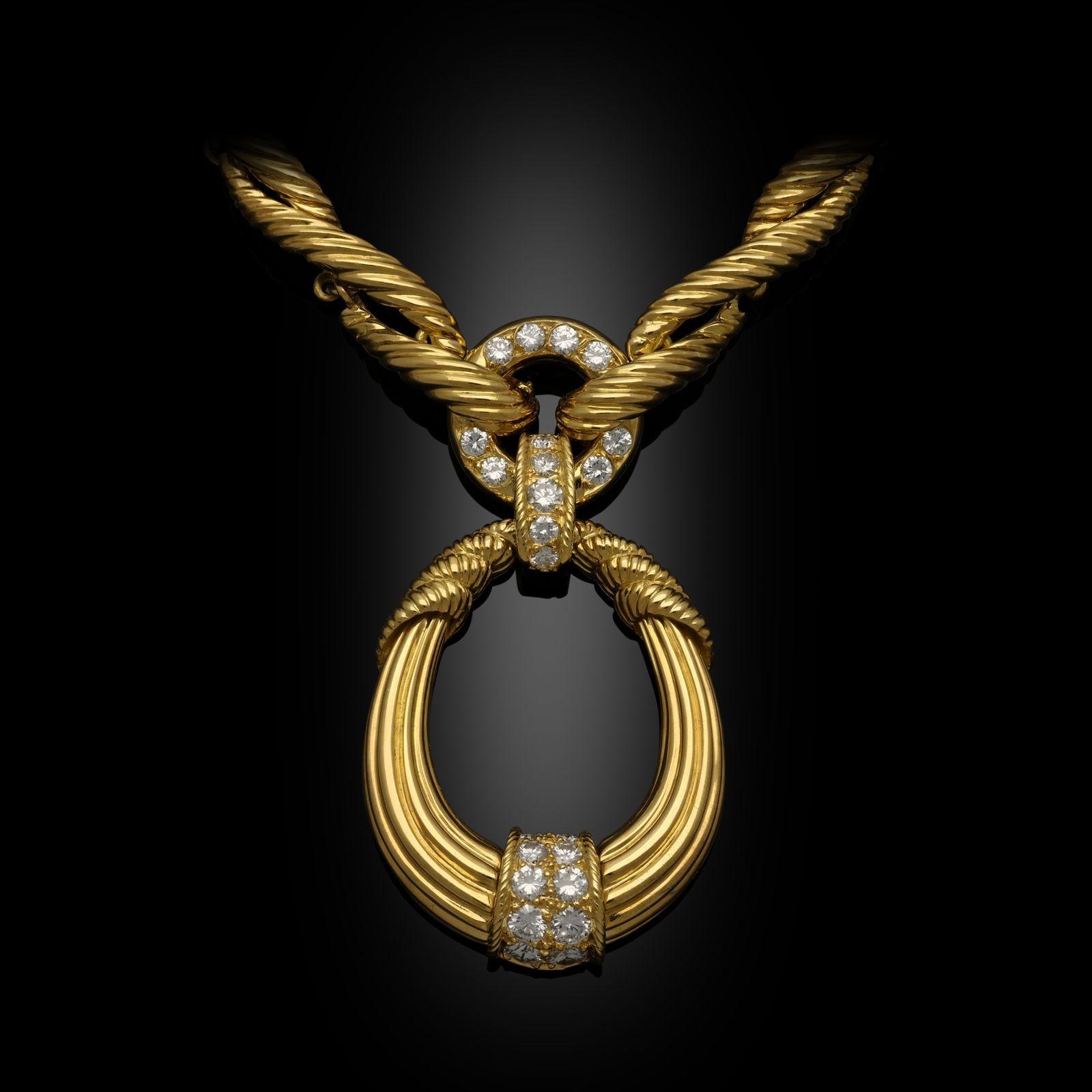 Van Cleef Arpels 18ct Yellow Gold And Diamond Necklace Circa 1970s For ...