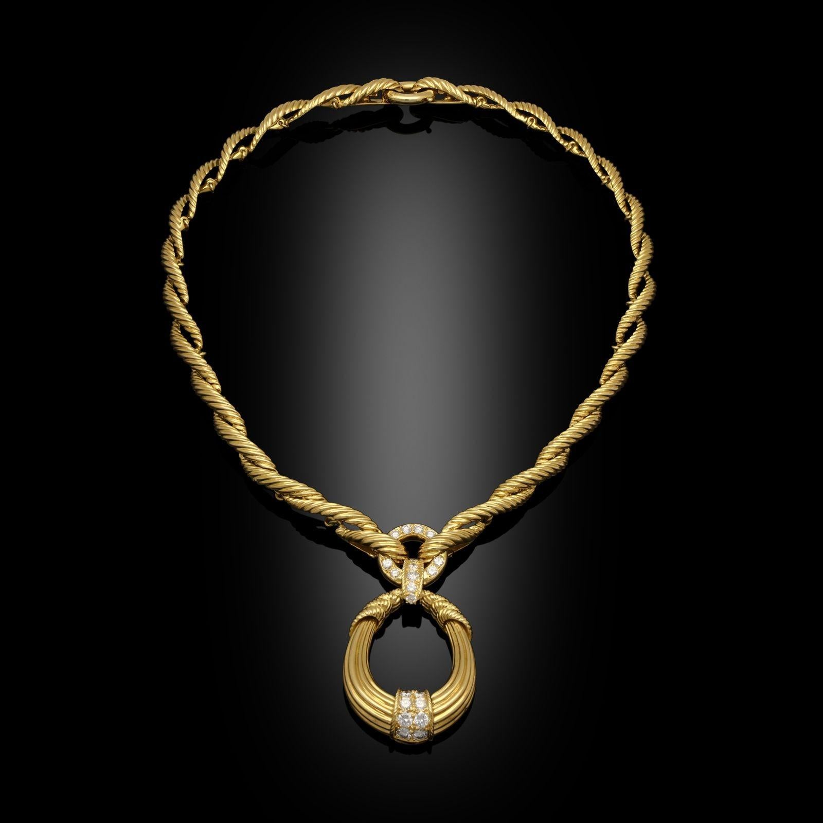 Van Cleef Arpels 18ct Yellow Gold And Diamond Necklace Circa 1970s For ...