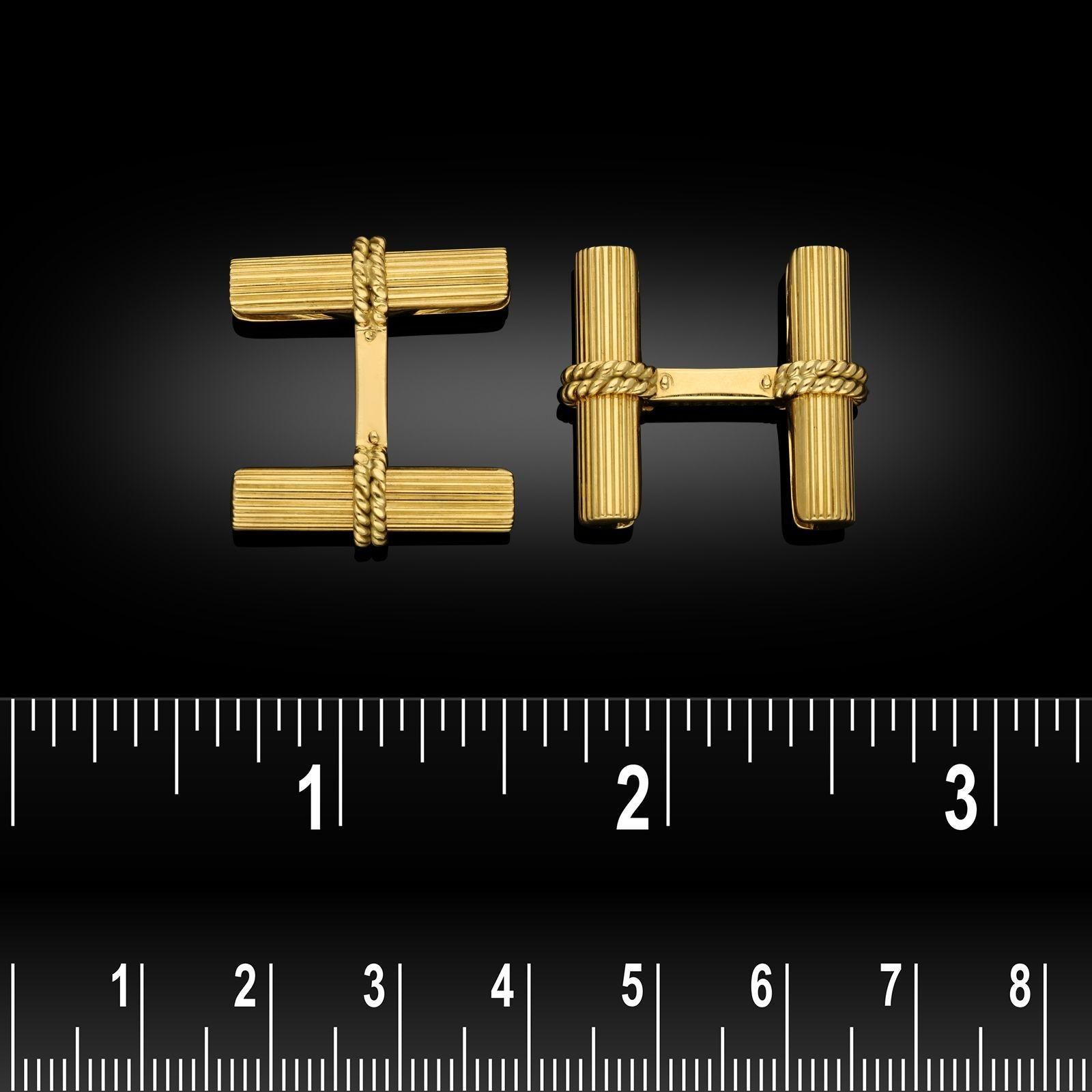 Van Cleef and Arpels 18ct Yellow Gold Vintage Baton Cufflinks Circa ...