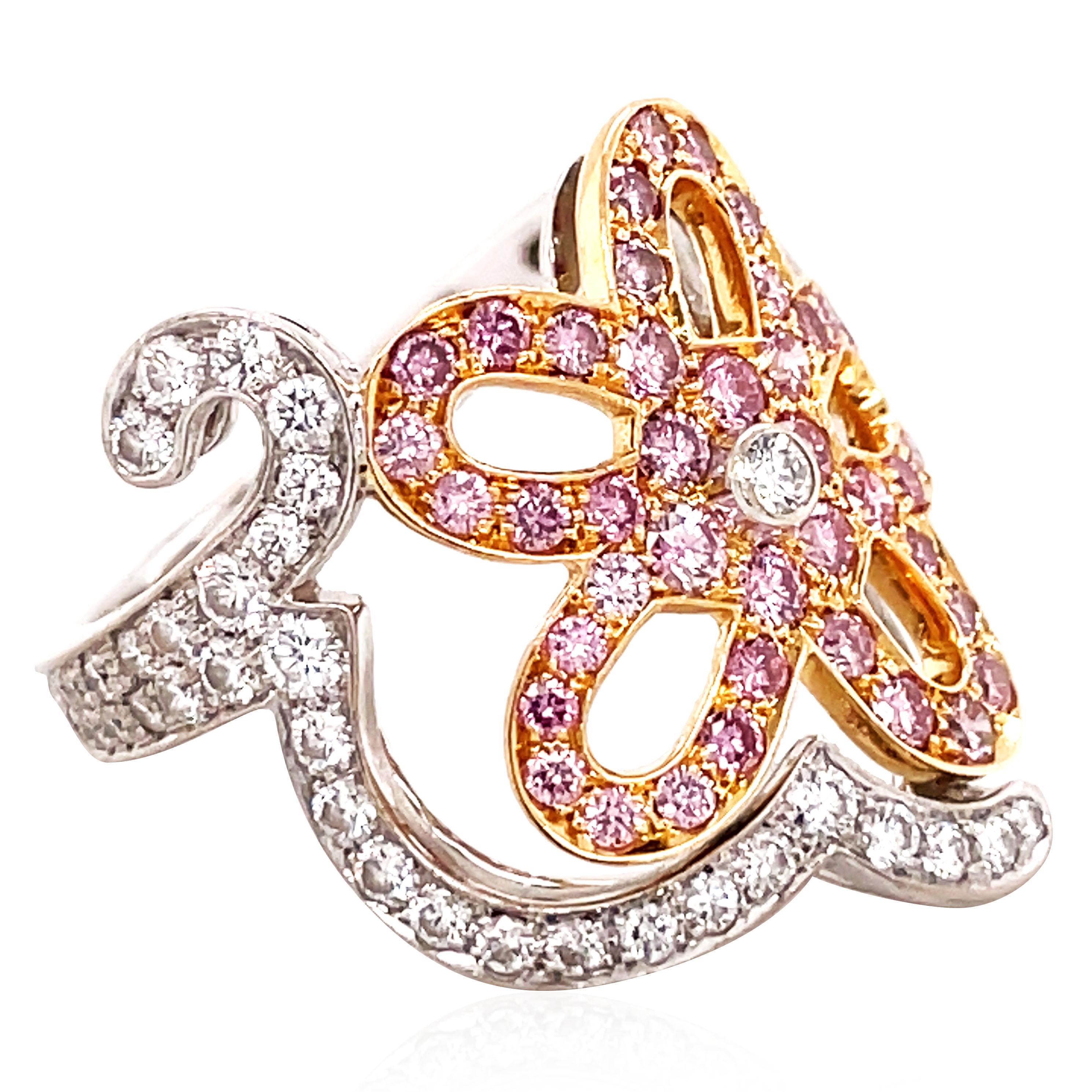Van Cleef and Arpels, 18K Gold Diamond Pink Diamond Ring at 1stDibs