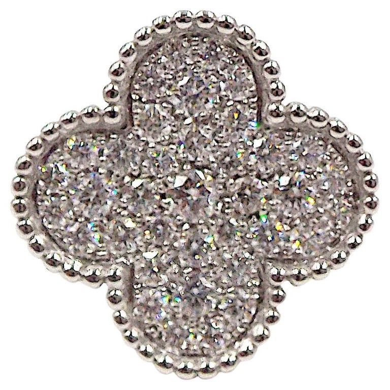Van Cleef and Arpels 18K White Gold Diamond Magic Alhambra Ring For ...
