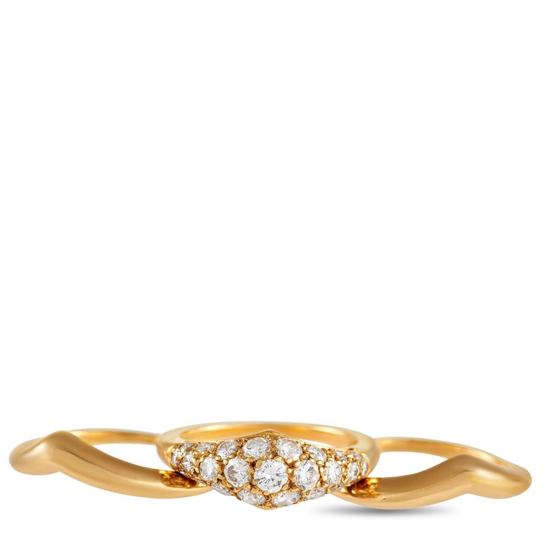 Van Cleef and Arpels 18K Yellow Gold 0.90 Ct Diamond Ring Stack For ...