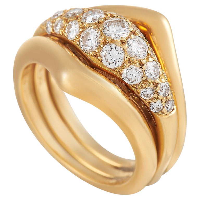 Van Cleef and Arpels 18K Yellow Gold 0.90 Ct Diamond Ring Stack For ...