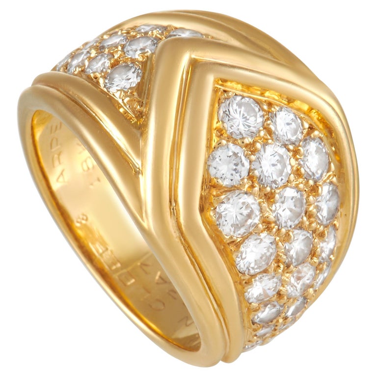 Van Cleef and Arpels 18K Yellow Gold 1.49 Ct Diamond Ring For Sale at ...