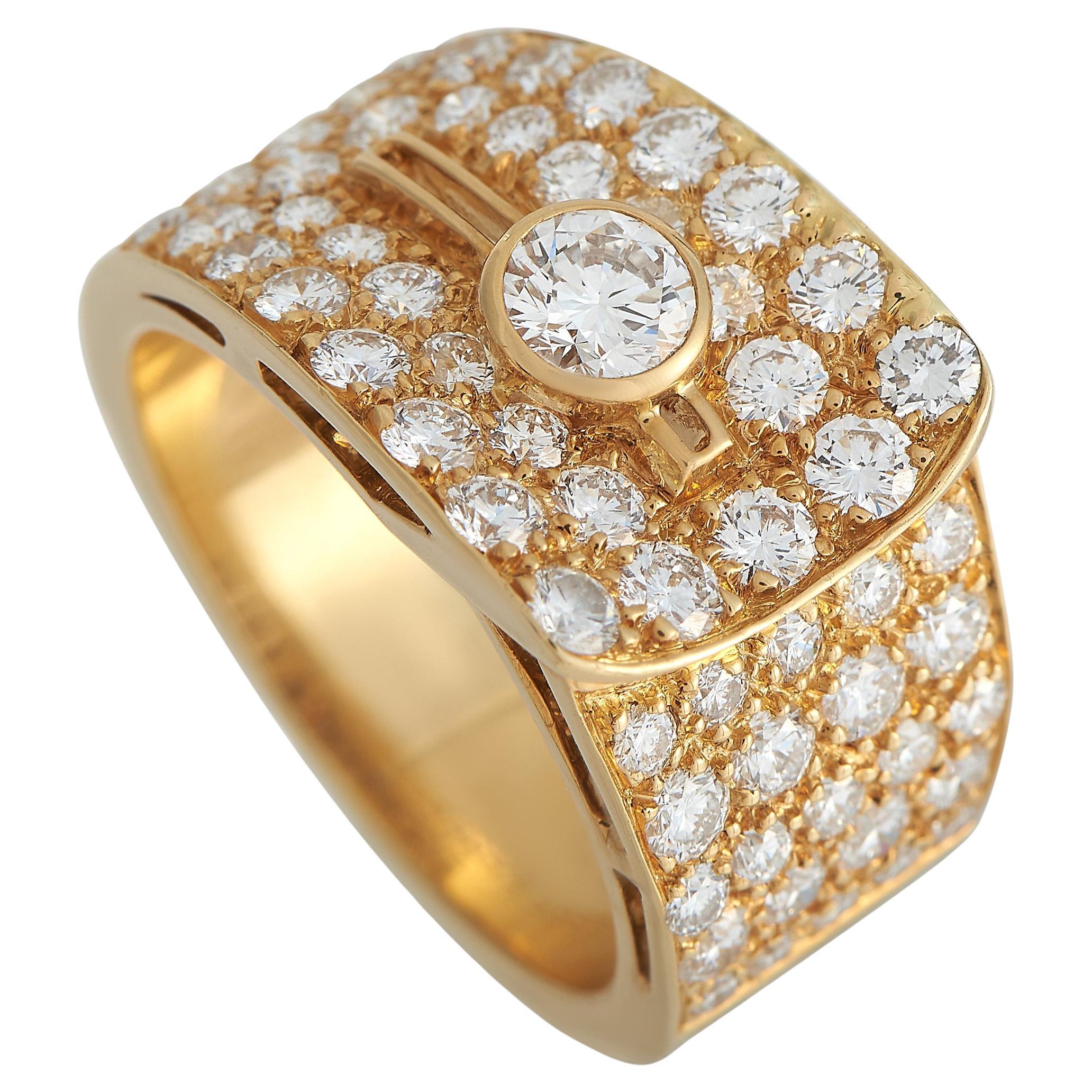 Van Cleef and Arpels Fleurette 18K Yellow Gold 0.95ct Diamond Ring For ...