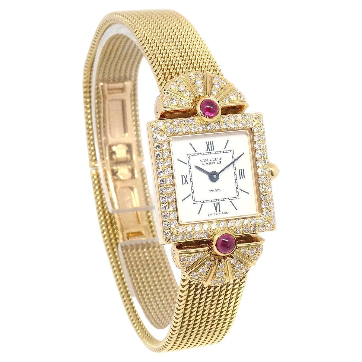 VAN CLEEF and ARPELS 18K Yellow Gold Diamond Watch at 1stDibs | van ...