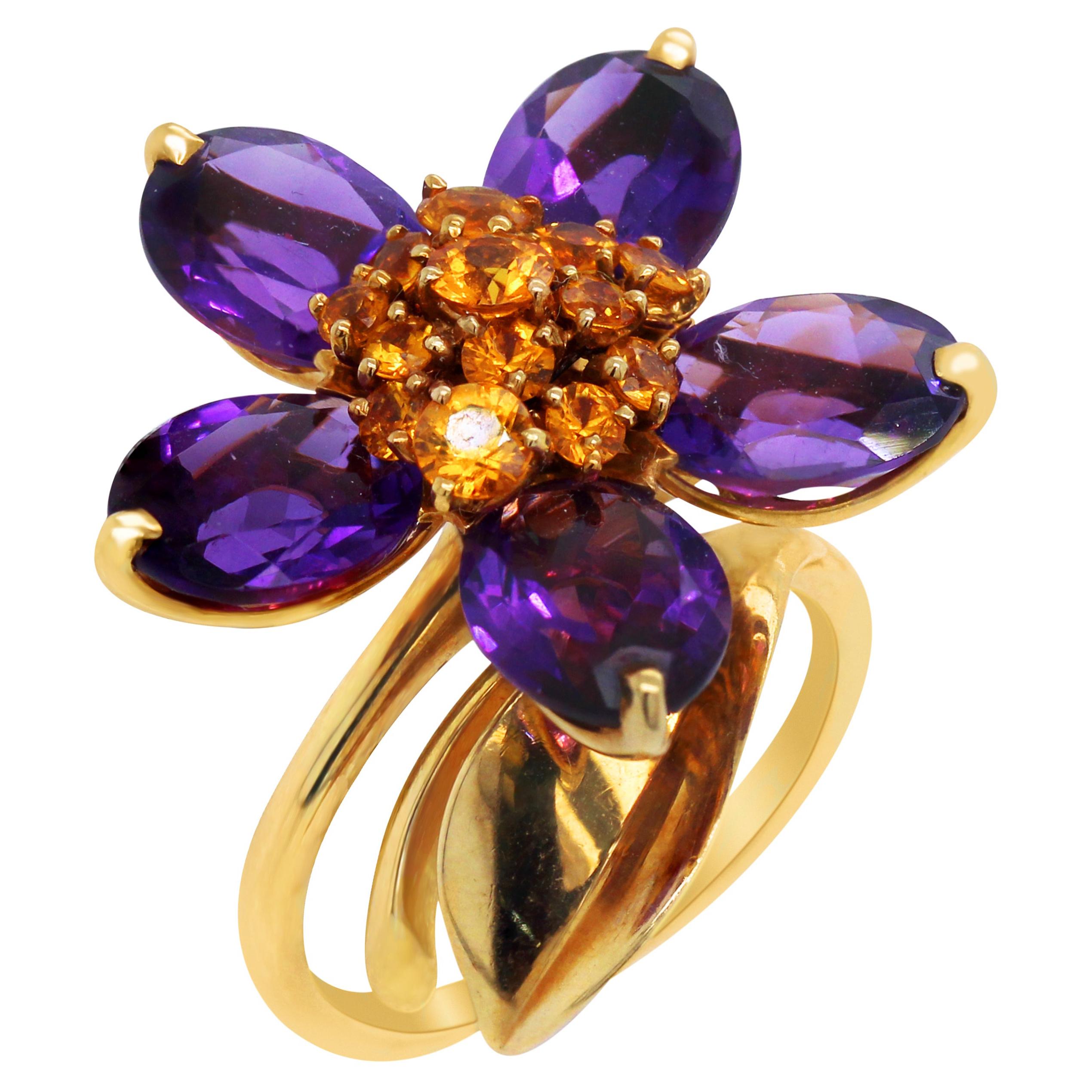 Van Cleef and Arpels Hawaii Citrine Sapphire Gold Ring at 1stDibs | van ...