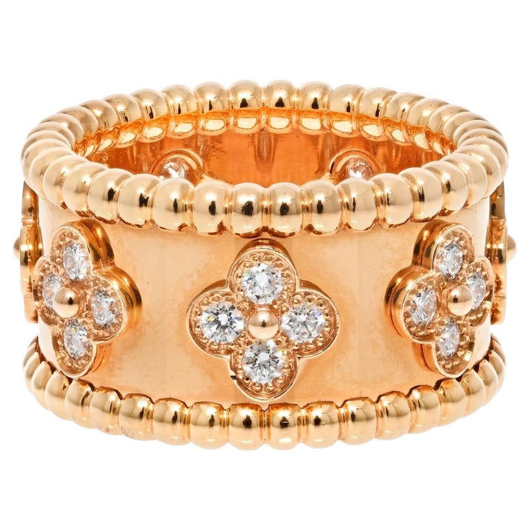 Van Cleef and Arpels 18k Yellow Gold Perlee Diamond Ring For Sale at ...