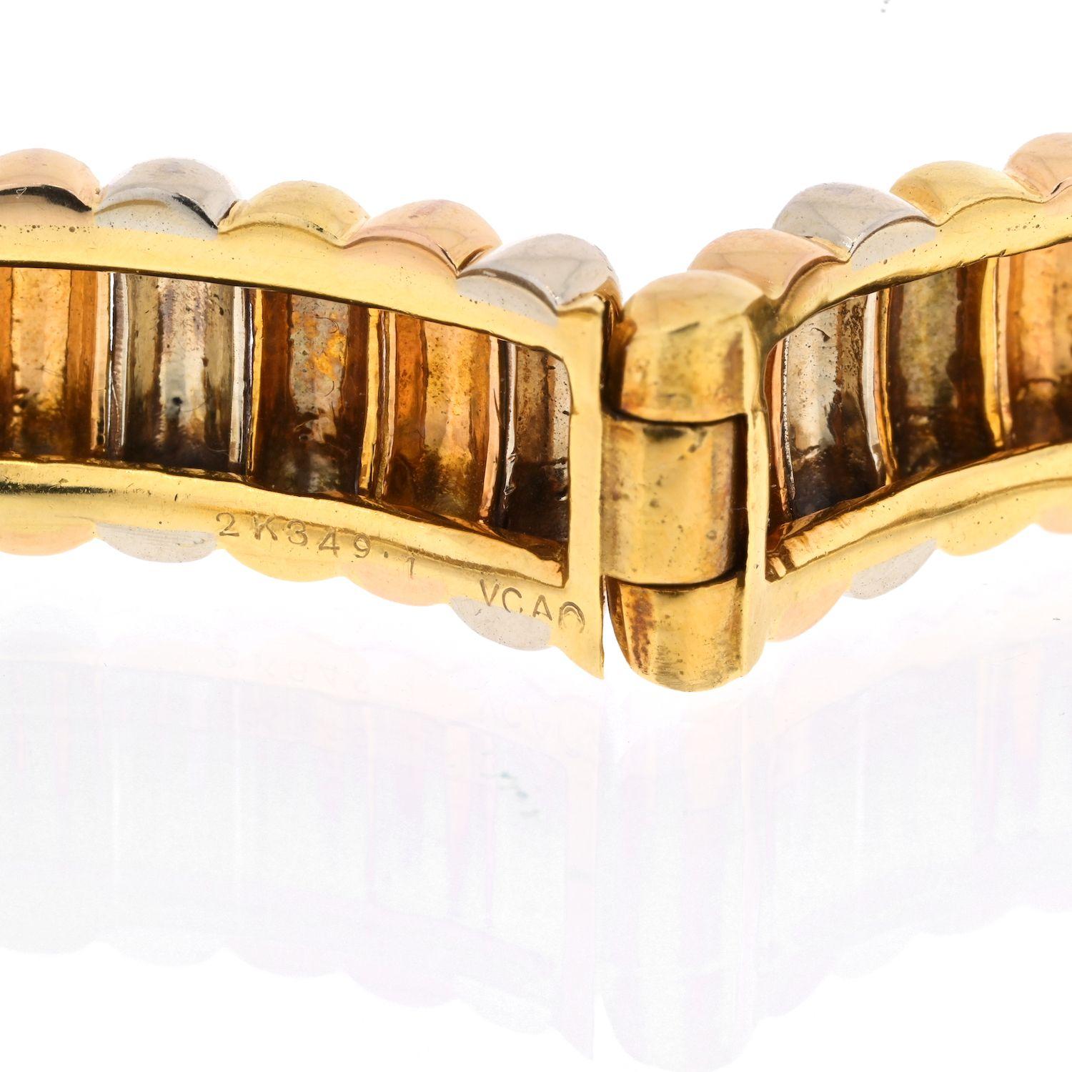 Van Cleef and Arpels 18K Yellow Gold Tri Color Gold Bangle Bracelet at ...
