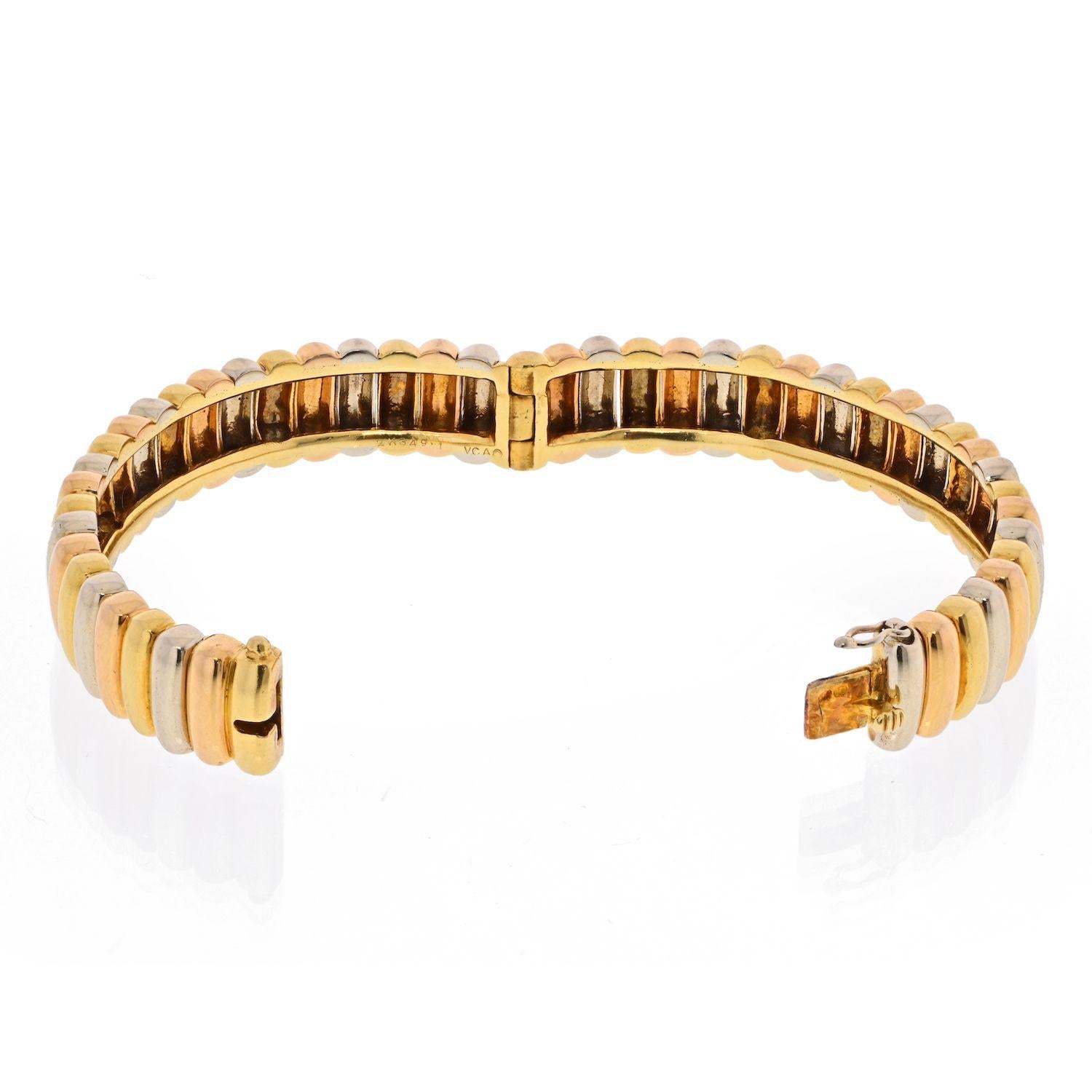 Van Cleef and Arpels 18K Yellow Gold Tri Color Gold Bangle Bracelet at ...