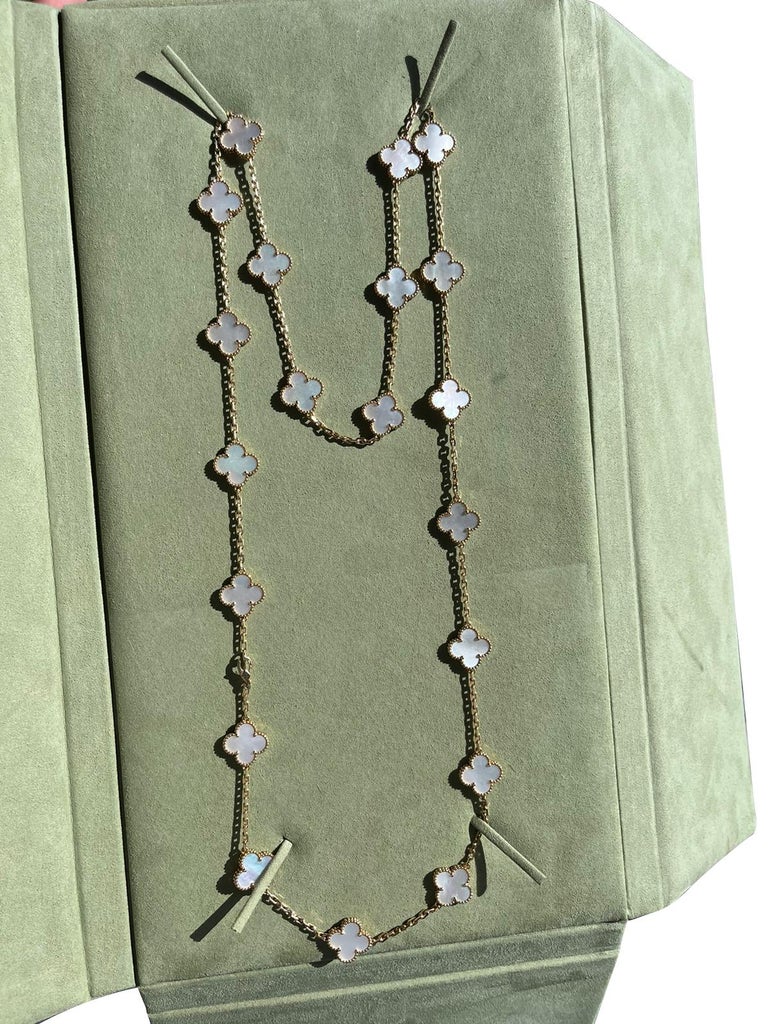 Van Cleef and Arpels 18K Yellow Gold Vintage 20 Motifs Alhambra MOP ...