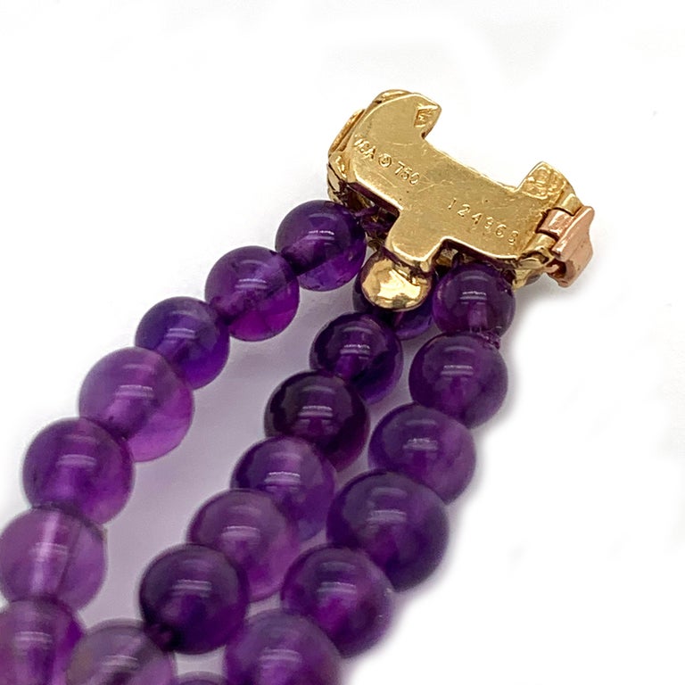 Van Cleef and Arpels 18 Karat Yellow Gold Amethyst and Diamond Bead ...