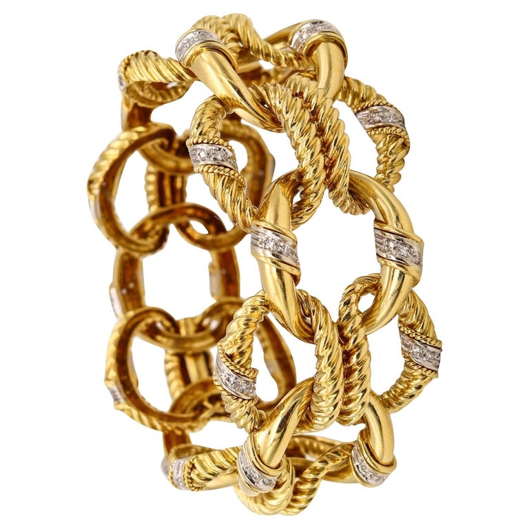 Van Cleef and Arpels 1960 NY Rope Links Bracelet 18 Kt Gold with 1.78 ...