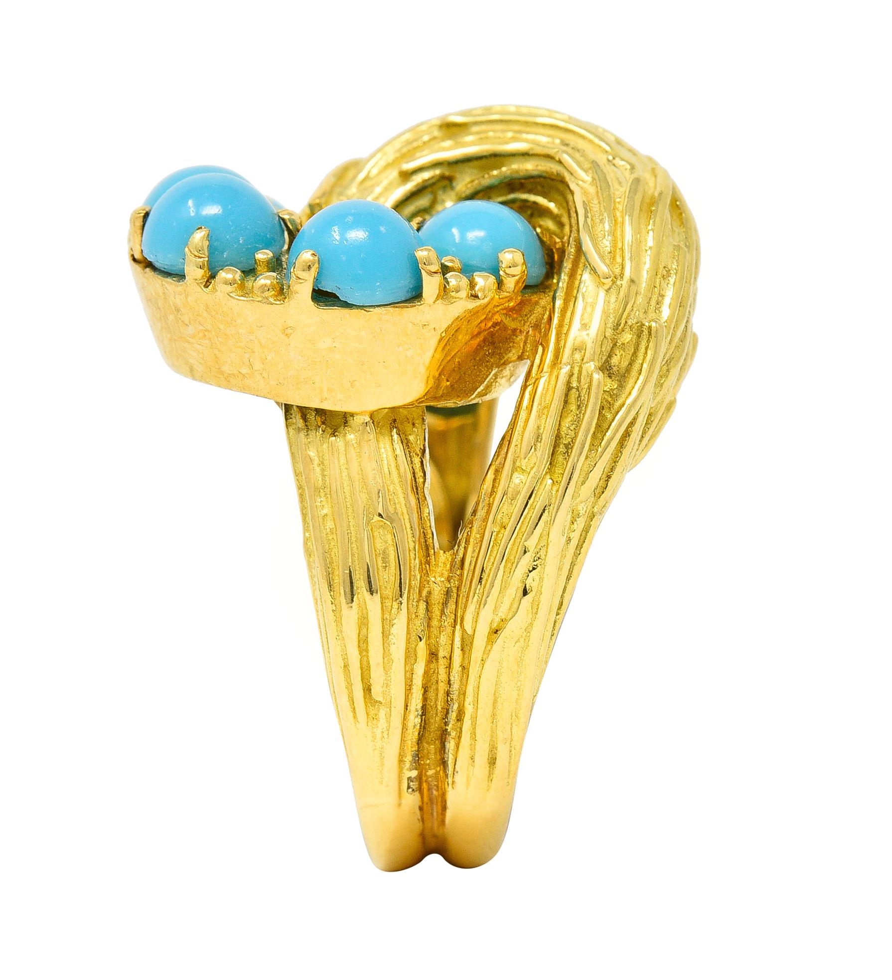 Van Cleef and Arpels 1960's Turquoise 18K Yellow Gold Textured Loop ...