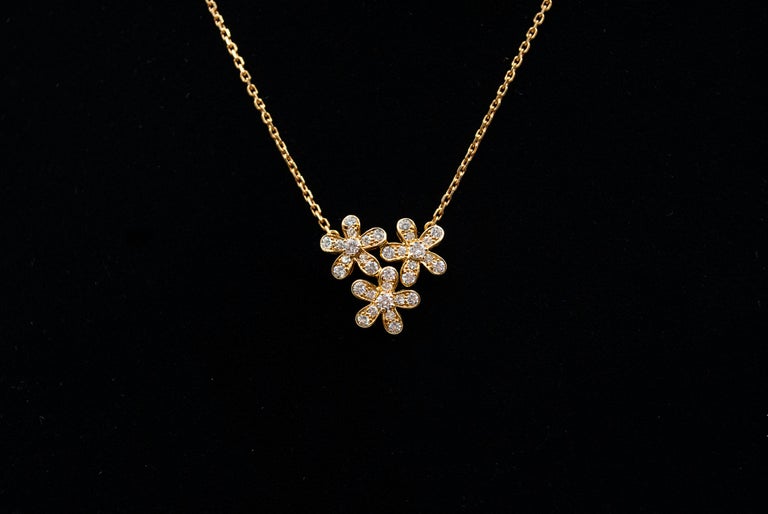 Van Cleef and Arpels 3-Flower Pendant Necklace at 1stDibs