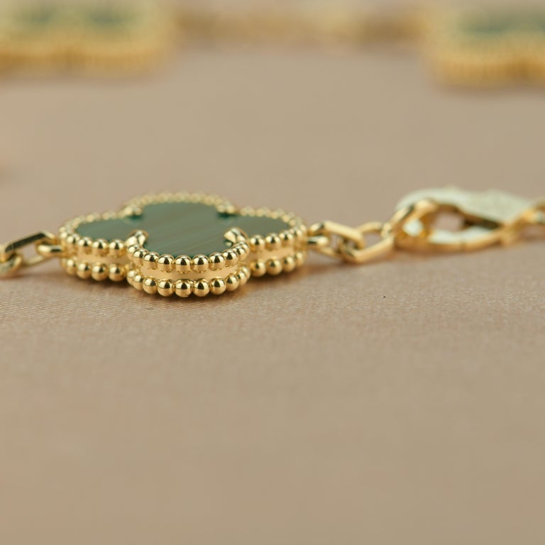 Van Cleef and Arpels 5 Motif Vintage Alhambra Malachite Bracelet at ...