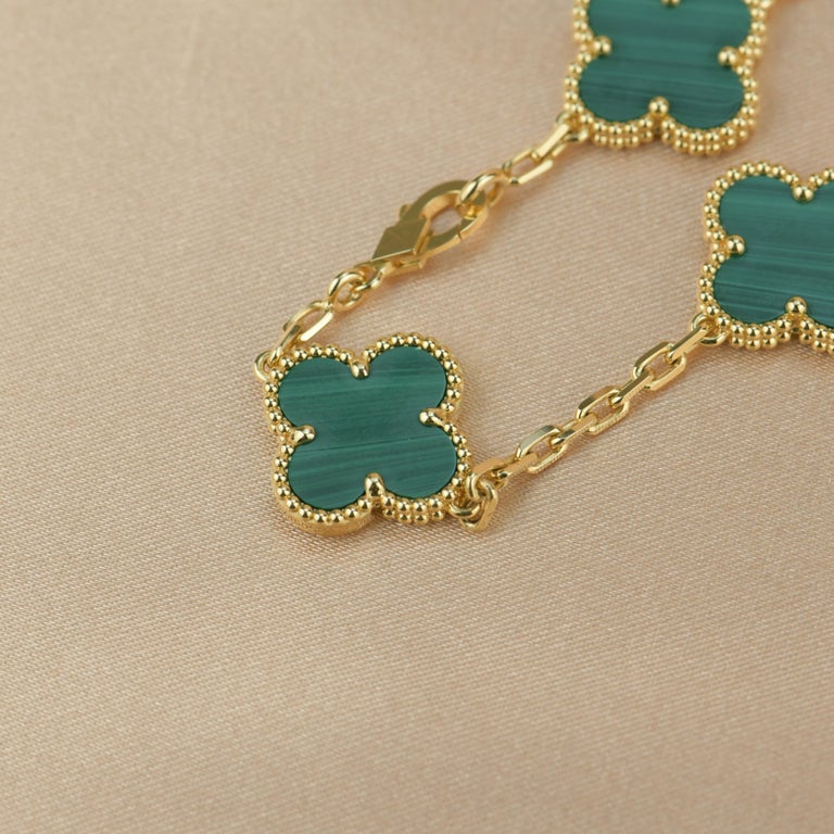 Van Cleef and Arpels 5 Motif Vintage Alhambra Malachite Bracelet at ...