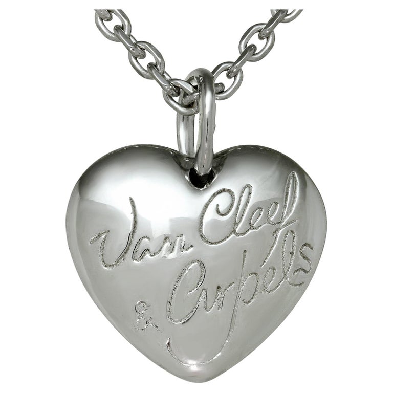 Van Cleef and Arpels a Mon Amour 18k White Gold Heart Necklace For Sale ...