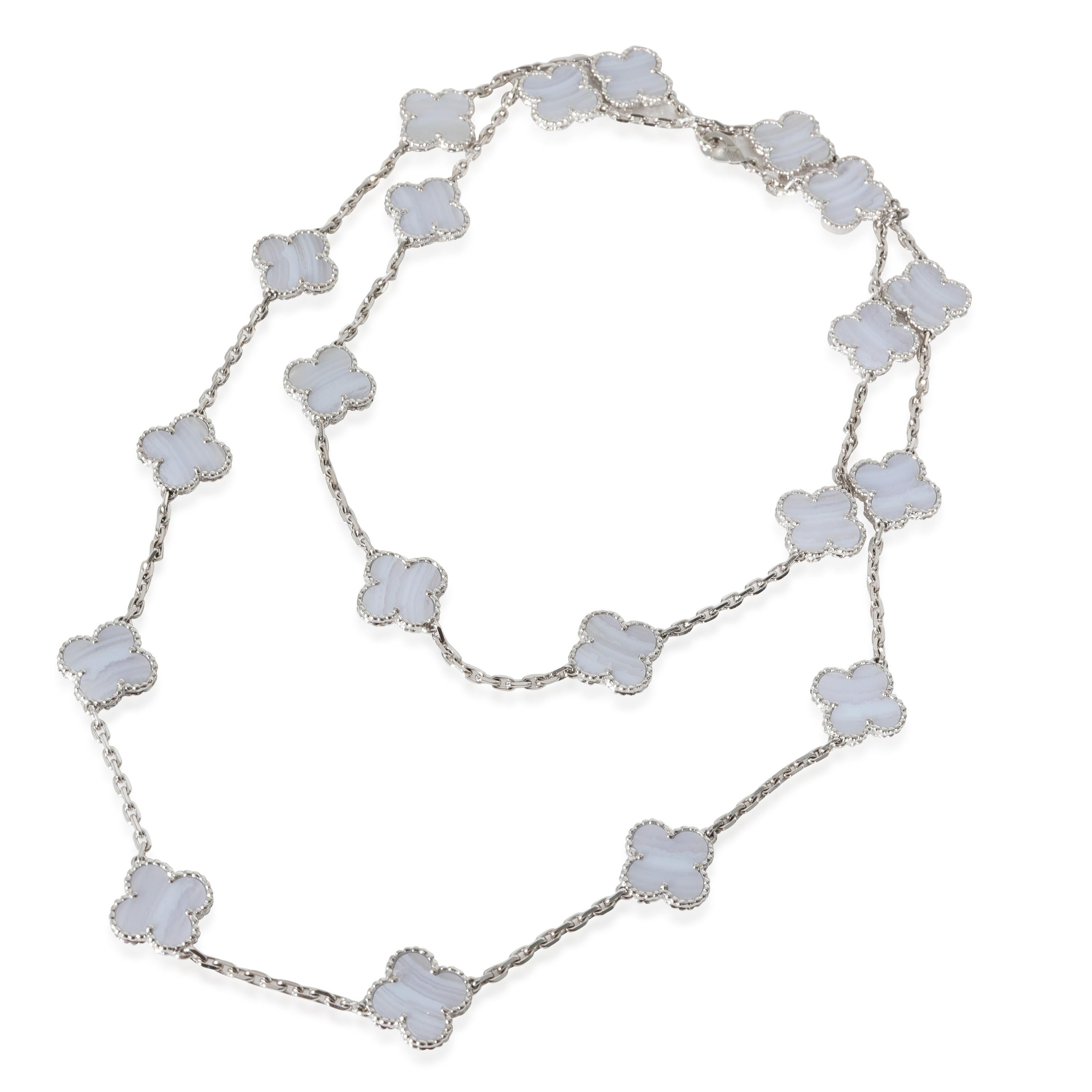 Van Cleef and Arpels Alhambra Chalcedony 20 Motif Necklace in 18k White ...