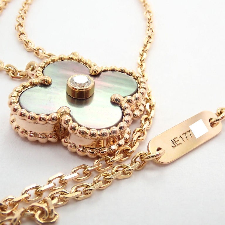 Van Cleef and Arpels Alhambra Diamond Grey Mother of Pearl Rose Gold ...