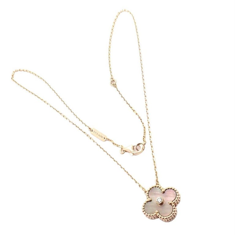 Van Cleef and Arpels Alhambra Diamond Grey Mother of Pearl Rose Gold ...