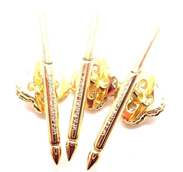 Van Cleef and Arpels Alhambra Diamond Yellow Gold Cufflinks and Stud ...