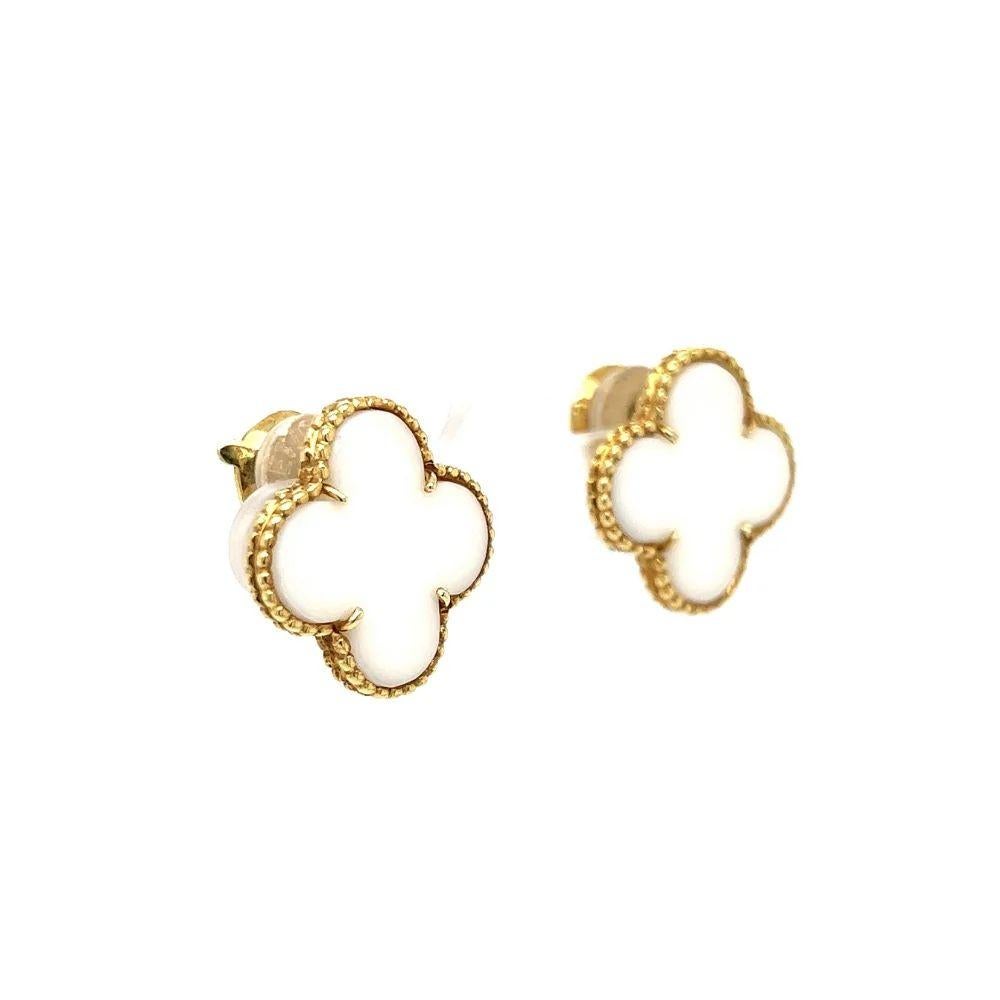 Van Cleef and Arpels Alhambra French Vintage VCA White Coral Gold Clip ...