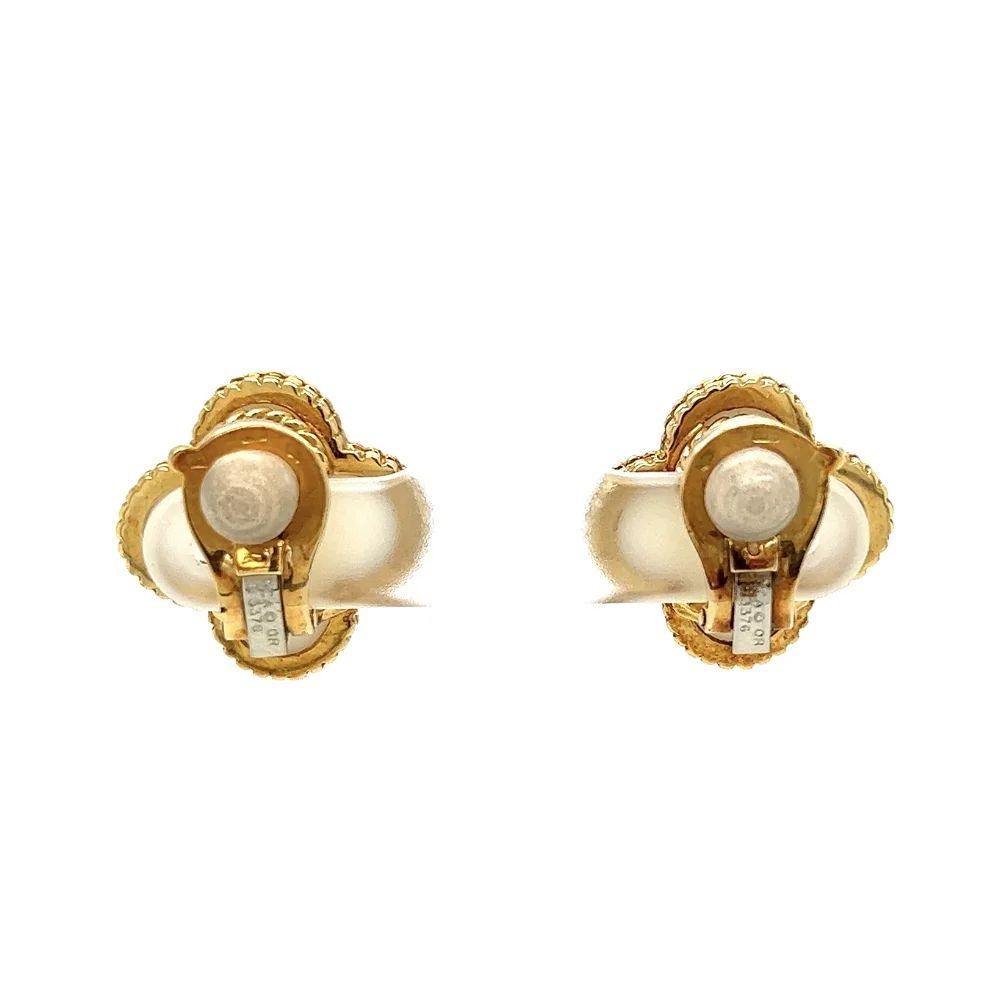 Van Cleef and Arpels Alhambra French Vintage VCA White Coral Gold Clip ...