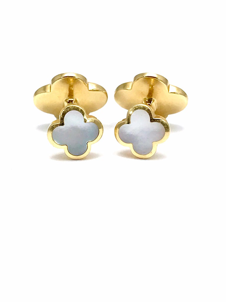 Van Cleef and Arpels Alhambra Mother of Pearl Yellow Gold Cufflinks at ...