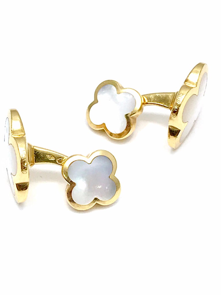 Van Cleef and Arpels Alhambra Mother of Pearl Yellow Gold Cufflinks at ...