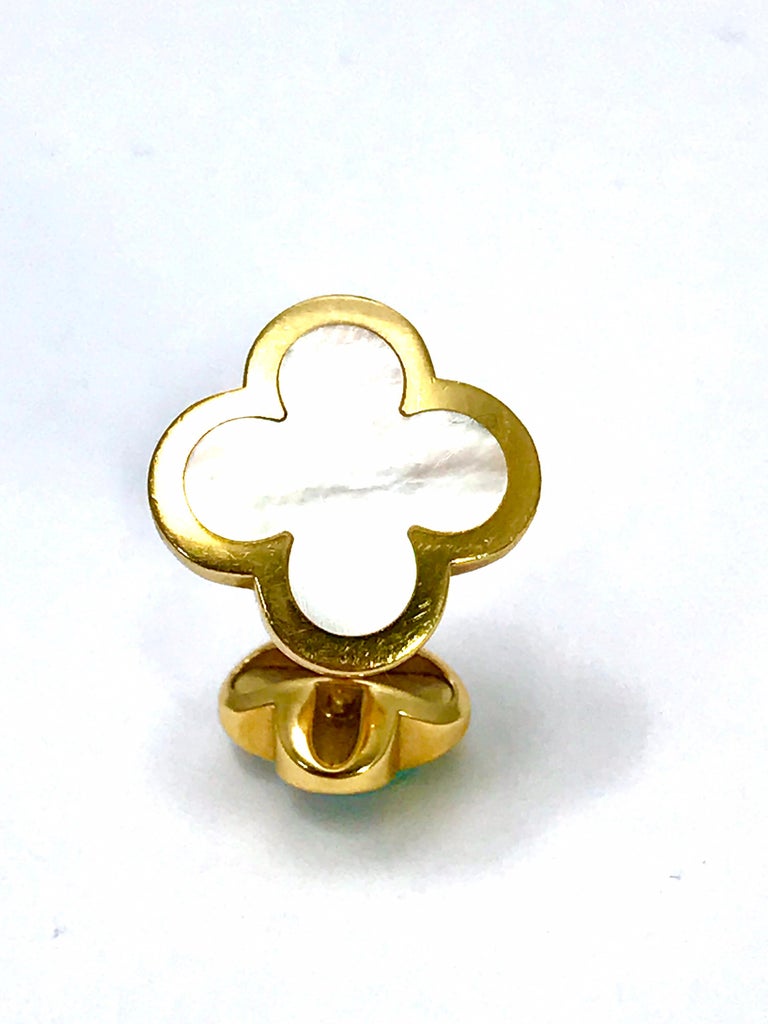 Van Cleef and Arpels Alhambra Mother of Pearl Yellow Gold Cufflinks at ...