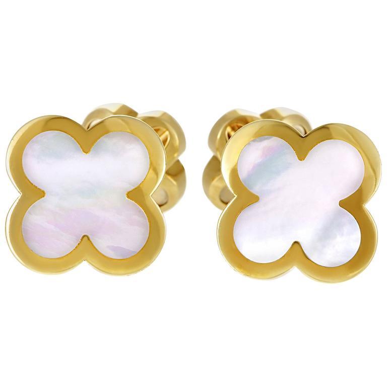 Van Cleef and Arpels Alhambra Mother of Pearl Yellow Gold Cufflinks at ...