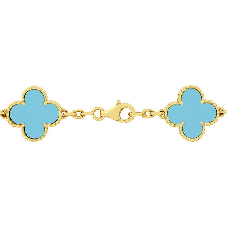 Van Cleef and Arpels Alhambra Motif Turquoise Bracelet at 1stDibs