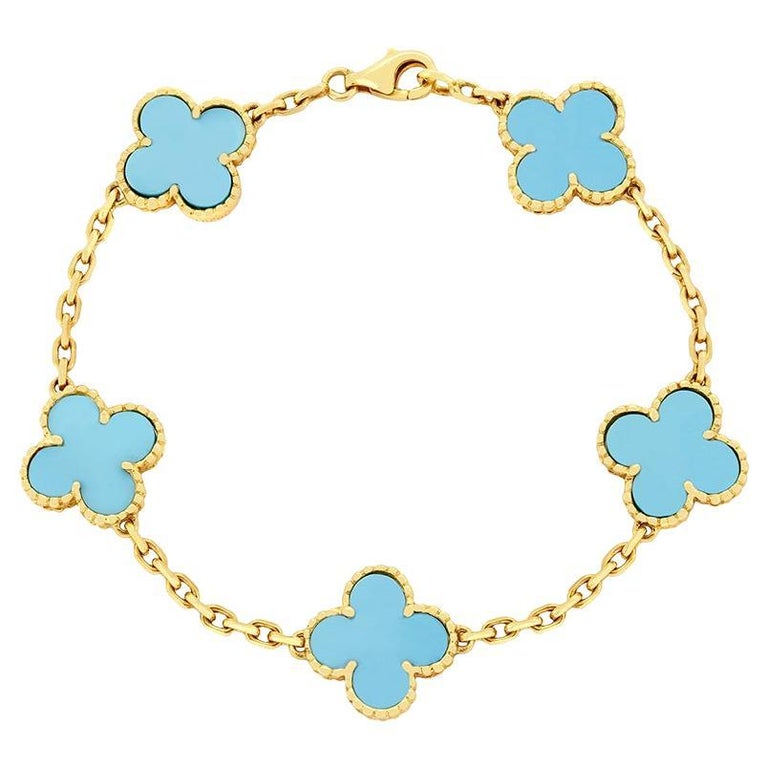 Van Cleef and Arpels Alhambra Motif Turquoise Bracelet at 1stDibs