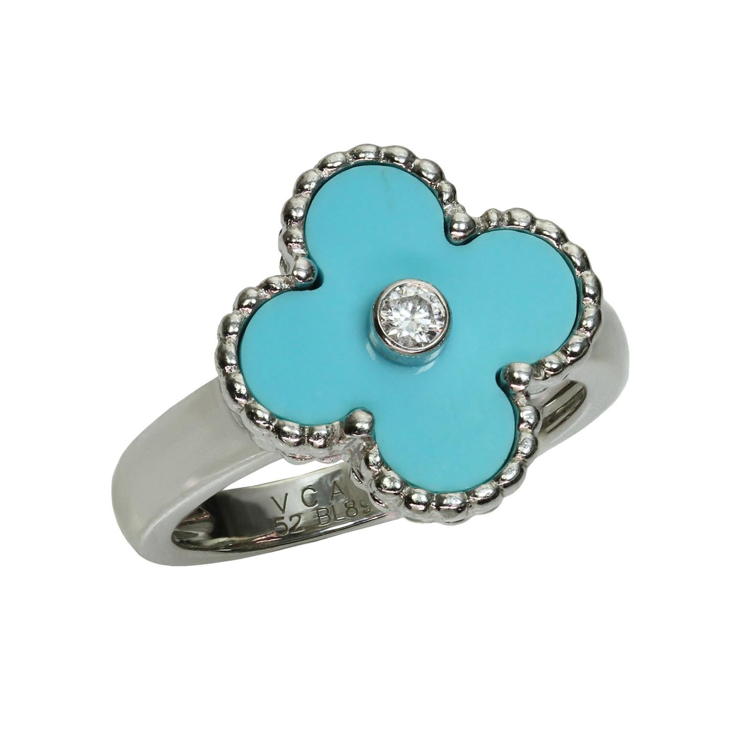 Van Cleef and Arpels Snowflake Diamond Platinum Two Flower Ring at ...