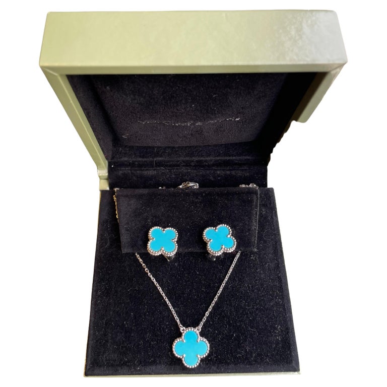 Van Cleef and Arpels Alhambra Vintage Turquoise 18 Carats White Gold ...