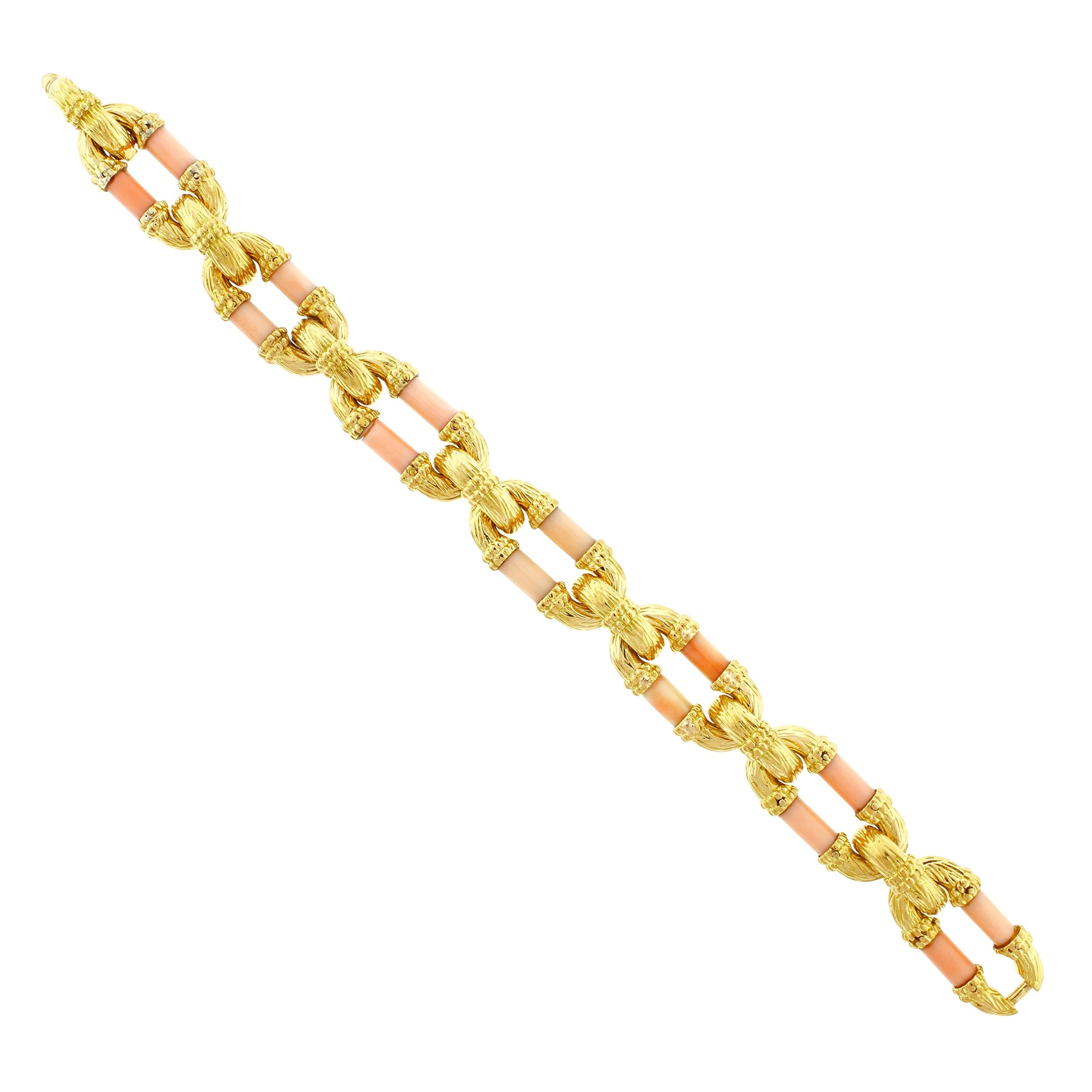 M. Gérard Diamond Angel Skin Coral Yellow Gold Bracelet For Sale at 1stDibs