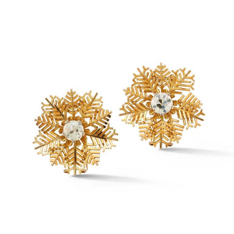 Van Cleef and Arpels Antique European Cut Diamond Snowflake Brooches ...