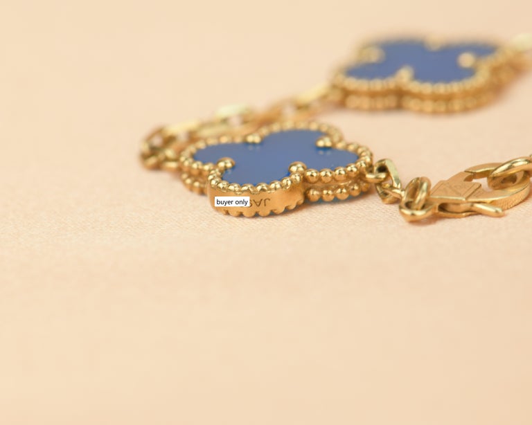 Van Cleef and Arpels Blue Agate Vintage Alhambra 18k Gold Bracelet at ...