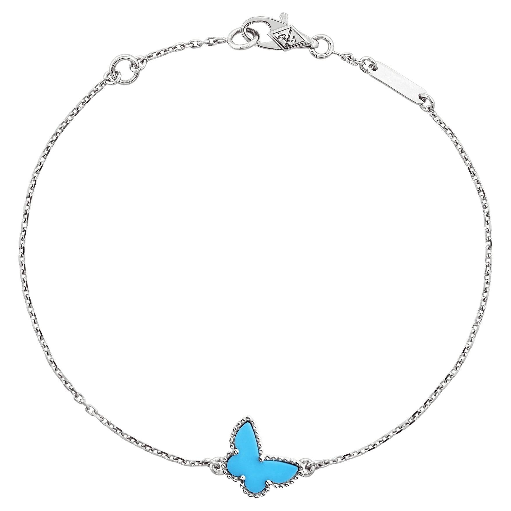 Van Cleef and Arpels Vintage Alhambra Turquoise White Gold Bracelet at ...