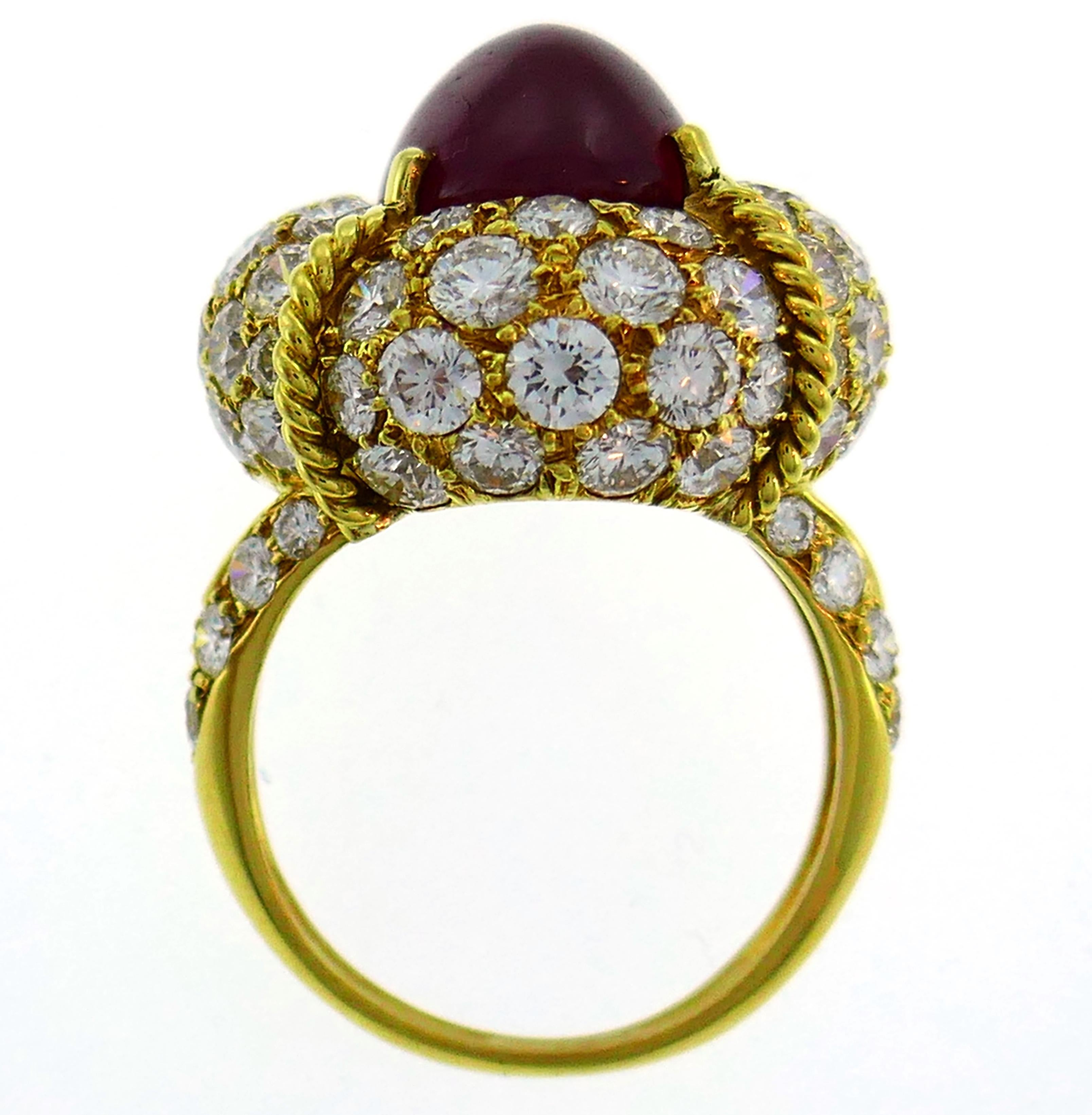 Vintage Van Cleef and Arpels Ring Burmese Ruby Diamond 18k Gold French ...