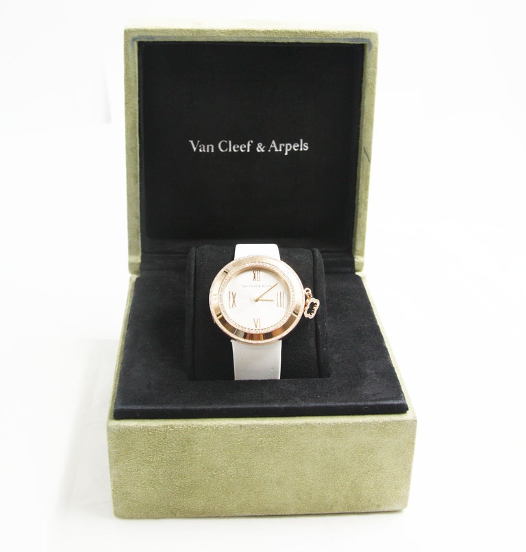 Van Cleef and Arpels Charms Pink Gold Diamond Watch For Sale at 1stDibs