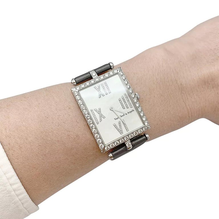 Van Cleef and Arpels "Classique Arpels" Watch, Diamonds and Satin ...