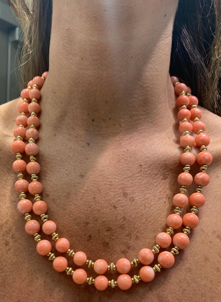 Van Cleef and Arpels Coral Bead Necklace For Sale at 1stDibs
