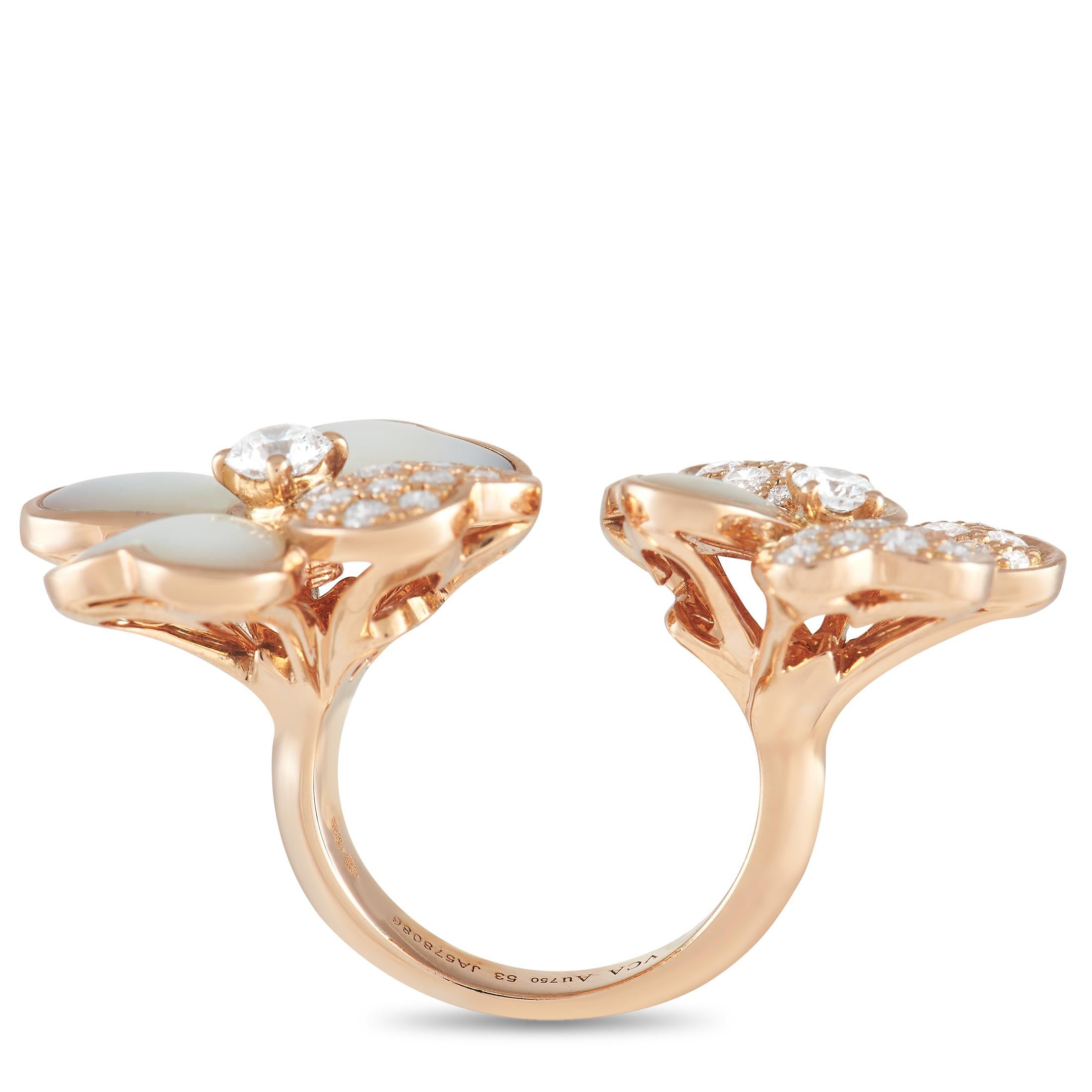Van Cleef and Arpels Cosmos 18K Rose Gold Diamond and Mother of Pearl ...
